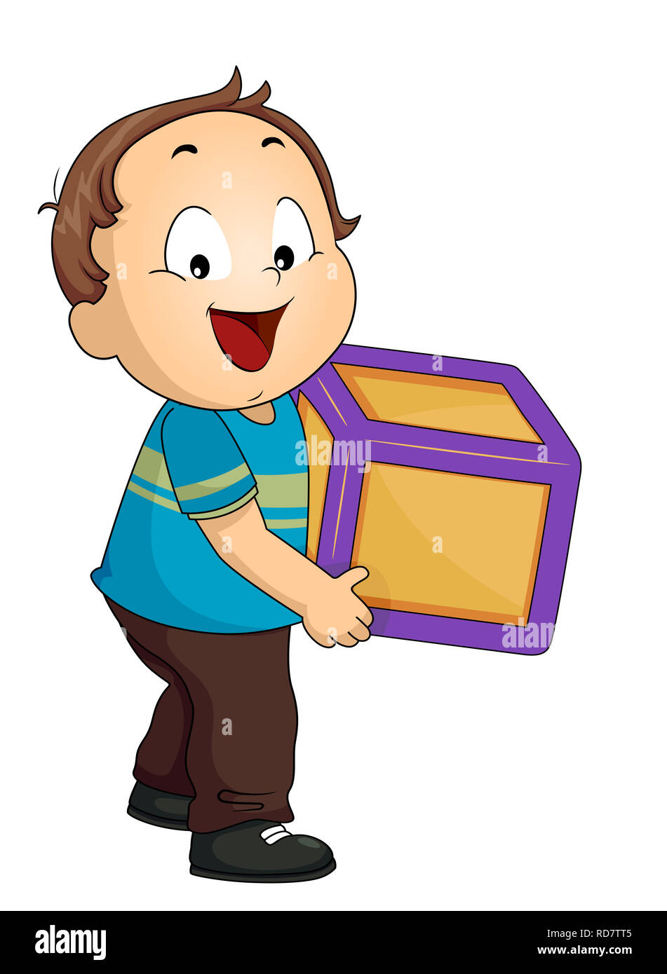 Illustration of a Kid Boy Toddler Carrying a Toy Block Stock Photo - Alamy