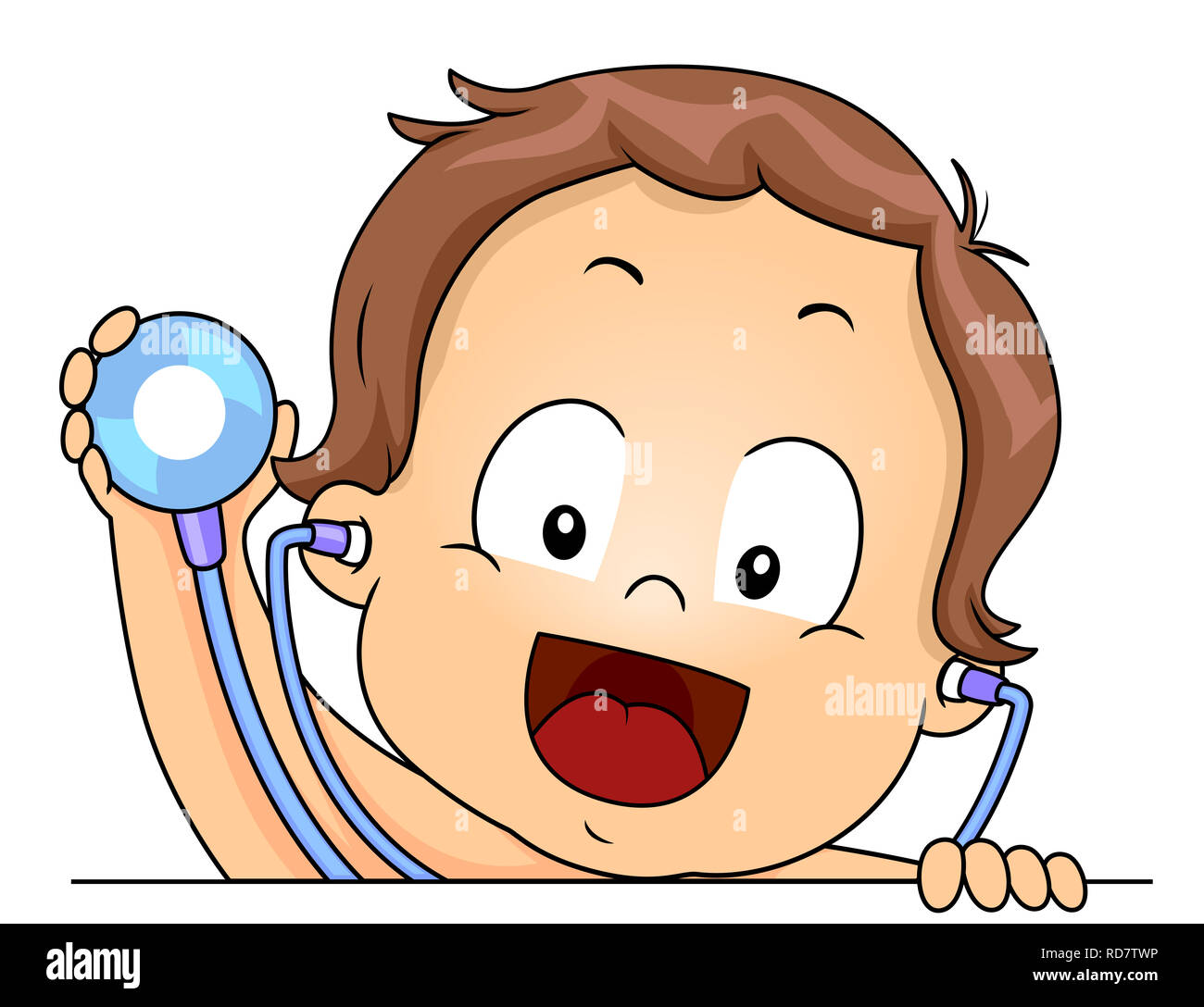 Illustration of a Kid Boy Toddler Holding a Stethoscope and Smiling for ...