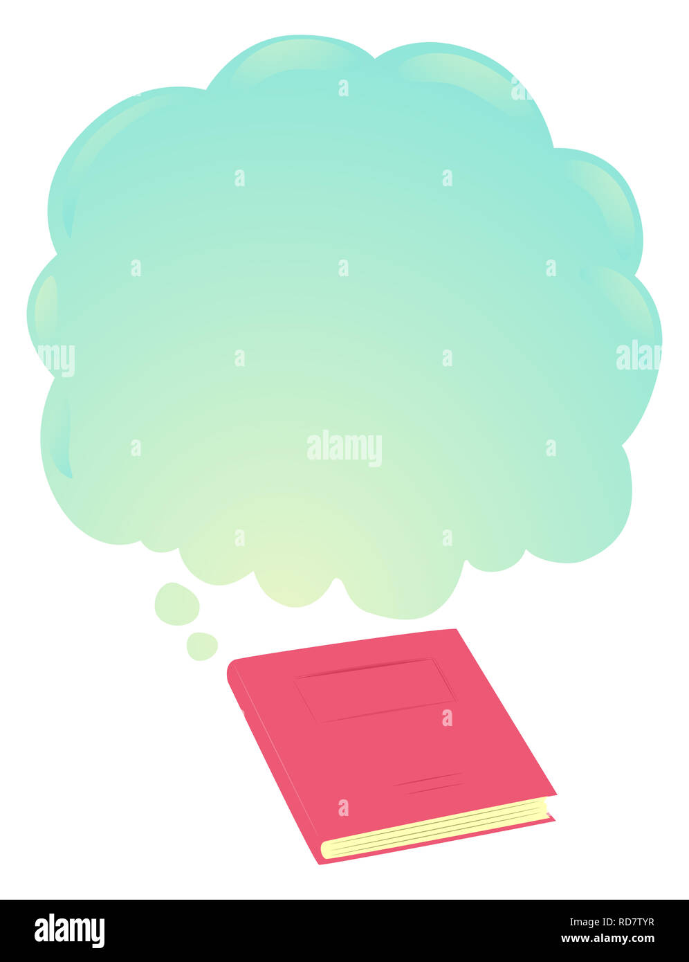 Illustration of a Closed Book with Blank Thinking Cloud Stock Photo - Alamy