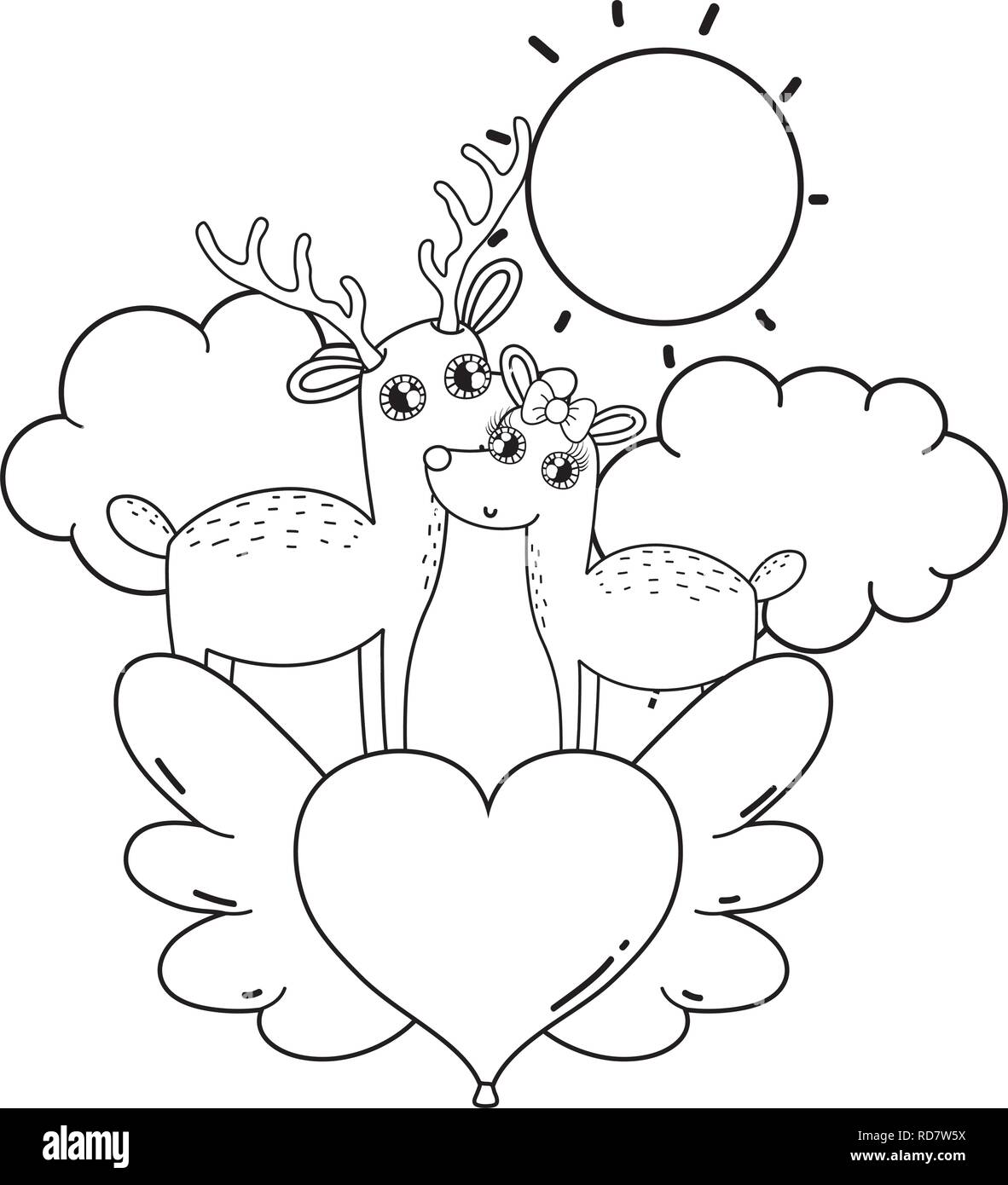 cute love reindeer couple with heart Stock Vector Image & Art - Alamy
