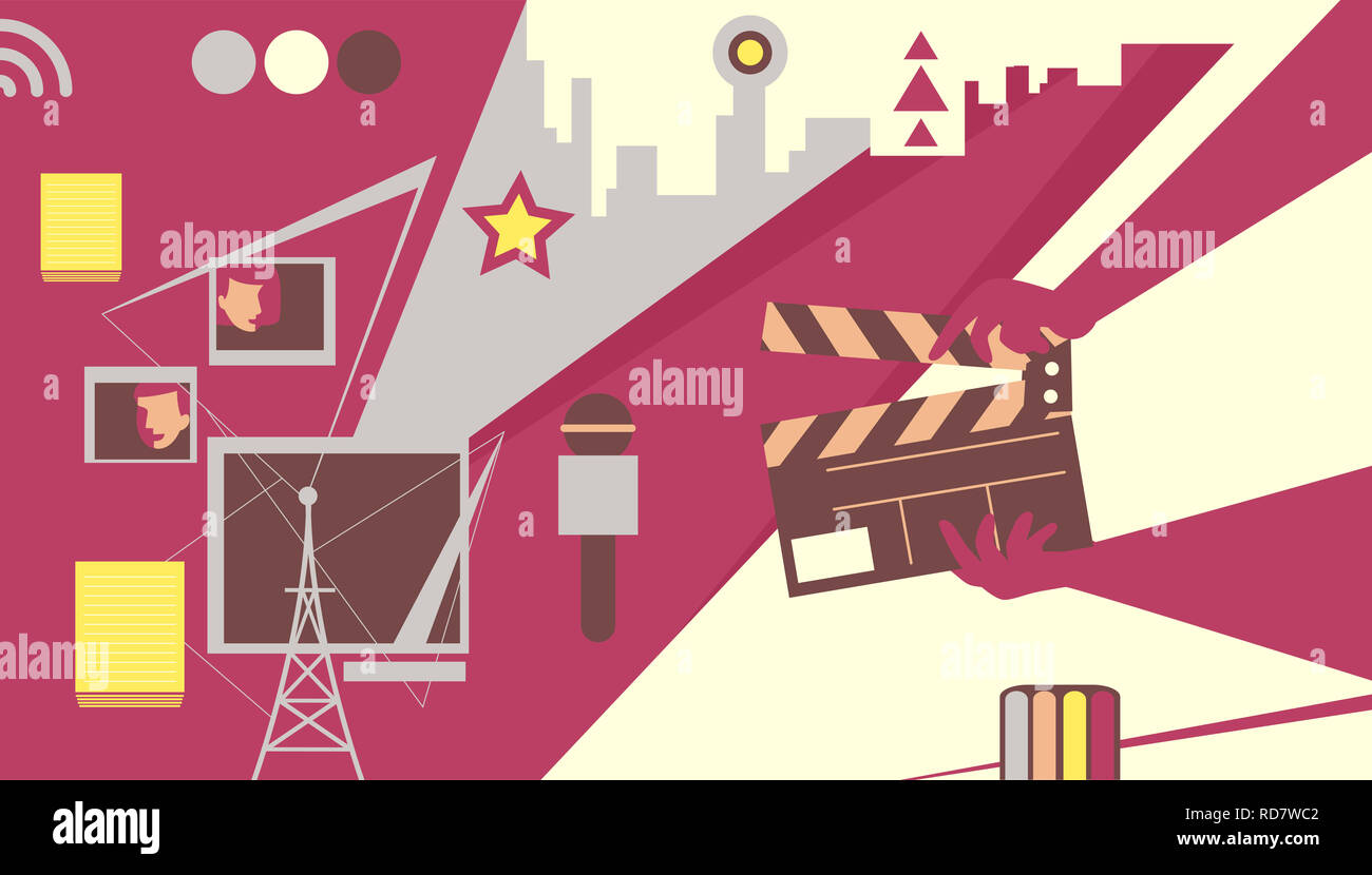 Illustration of a Conceptual Television Production Design with Clapper ...