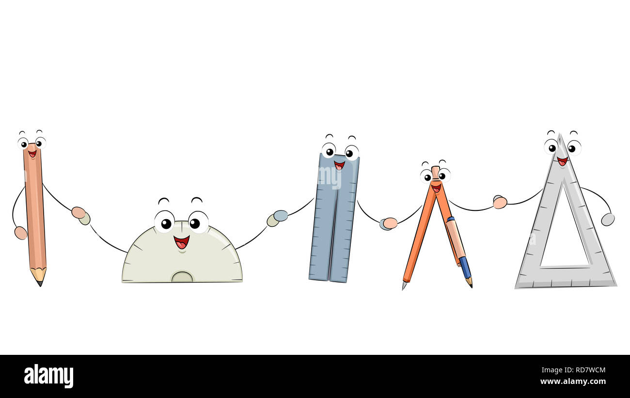 Cartoon compass geometry drawing school hi-res stock photography and ...