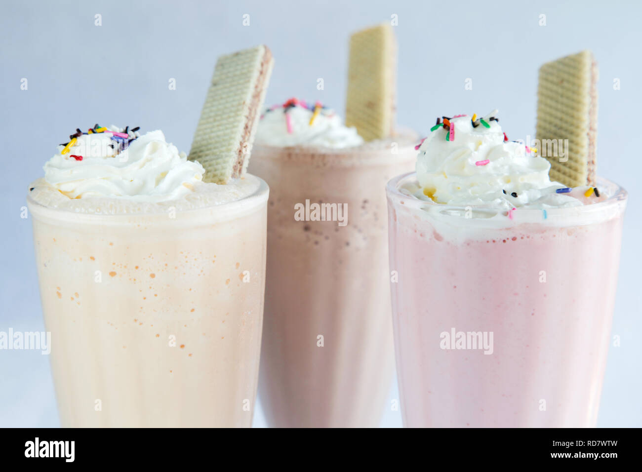Trio Ice Cream Shakes Stock Photo - Alamy