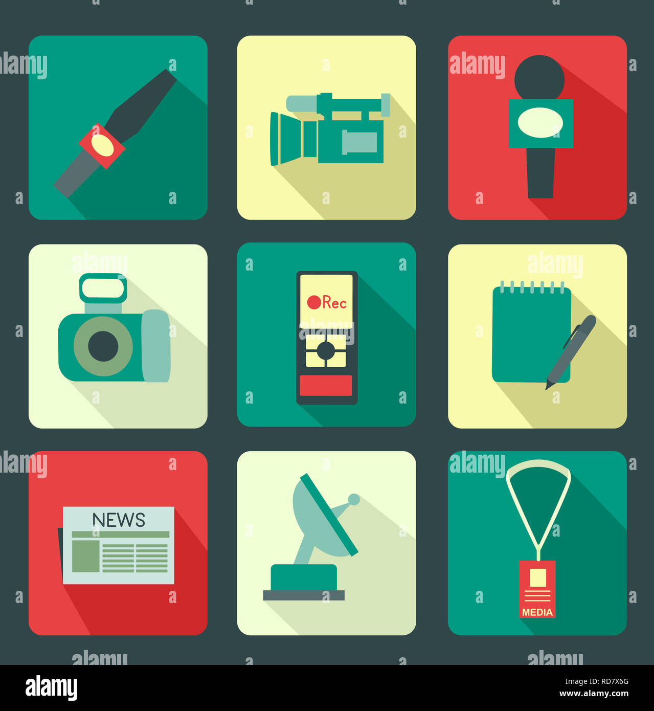 Illustration of Different Media Icons from Microphone to Camera to ...