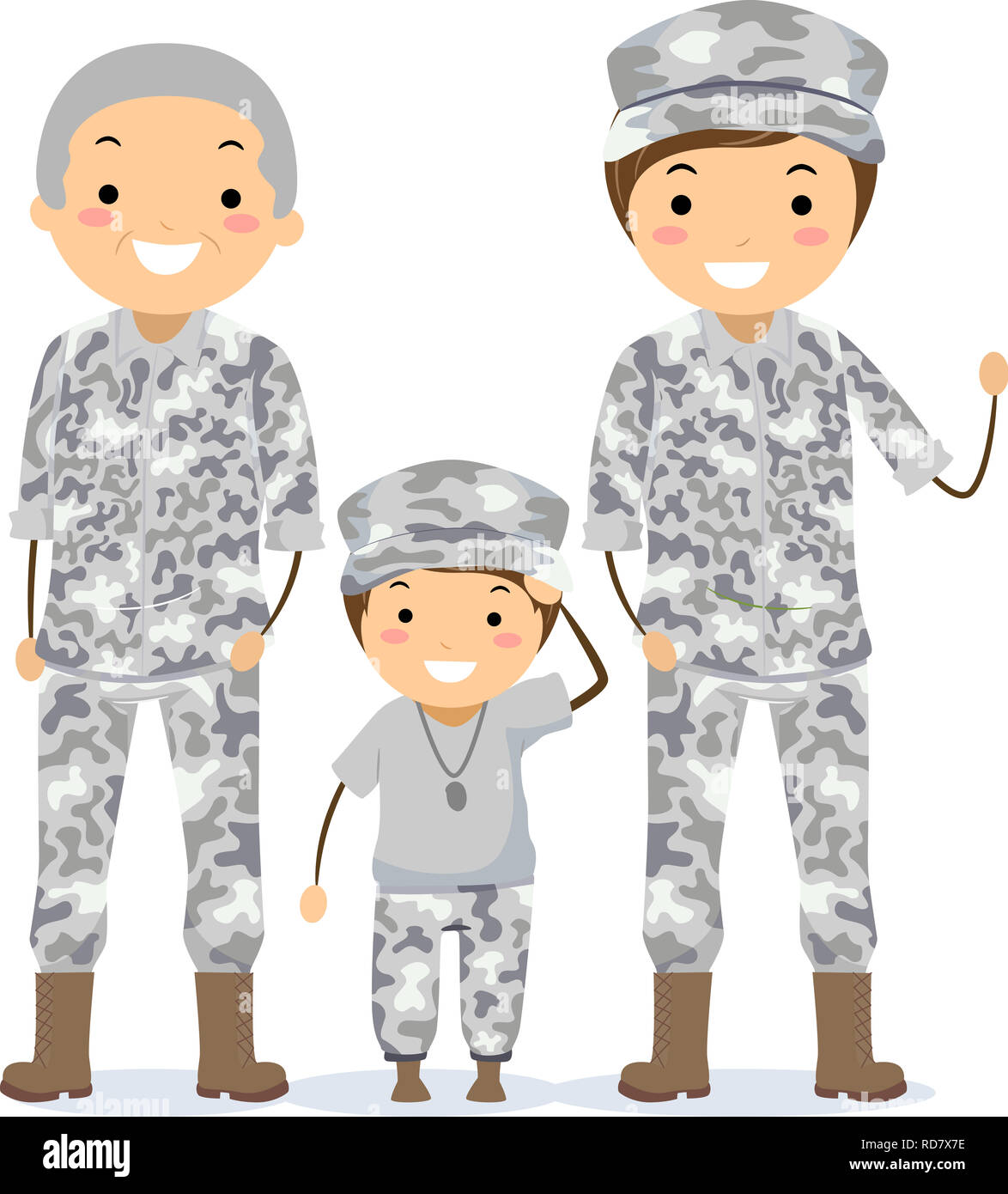 Illustration of Three Generation Family with Father and Grandfather ...