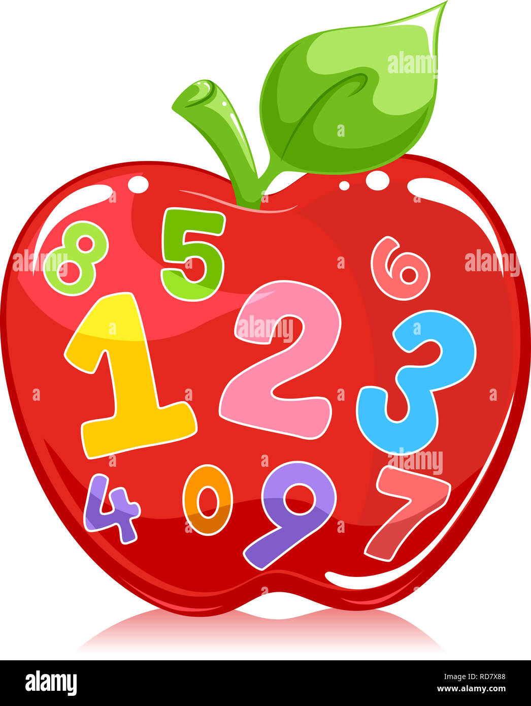 Illustration of Numbers One to Ten Inside a Red Apple Stock Photo - Alamy