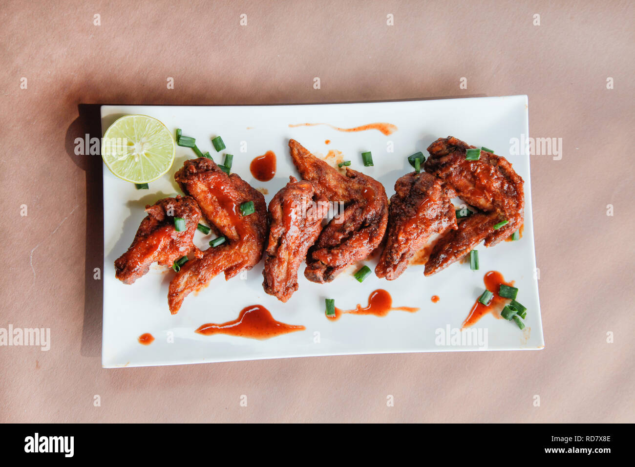 Spicy Roasted Chicken Chipotle Wings Top view Stock Photo - Alamy