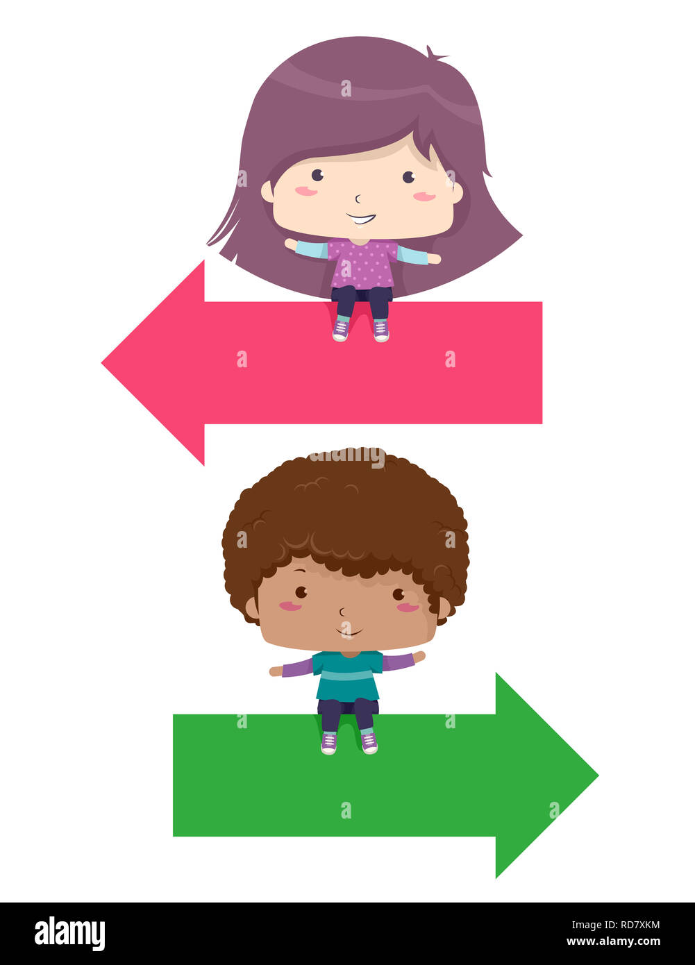 Illustration of Kid Sitting on Left and Right Arrows and Pointing to ...