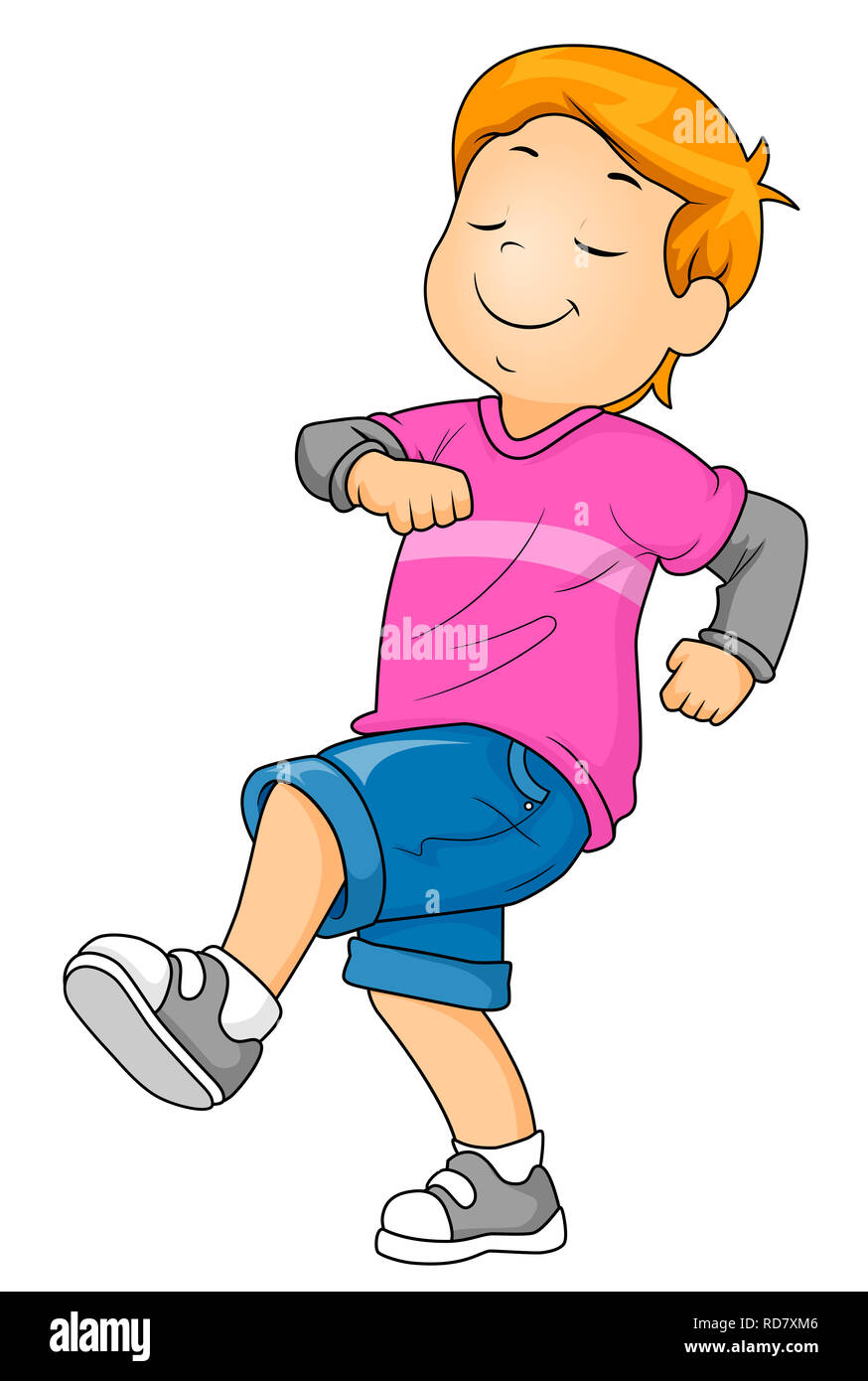 Illustration of a Kid Boy Strutting Forward Stock Photo - Alamy