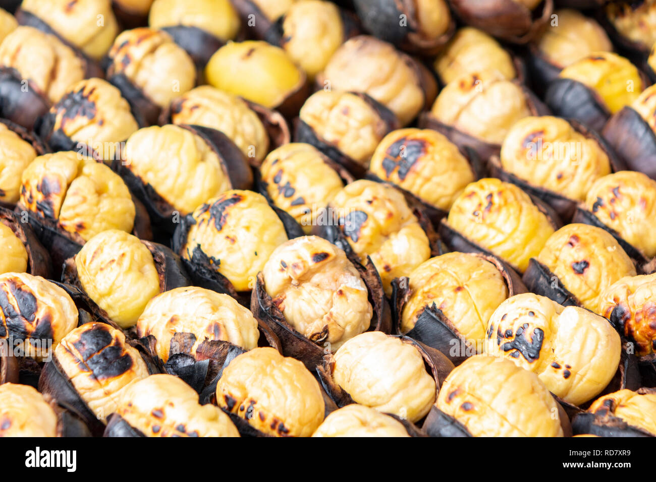 Fried chestnuts on the street. Street food. Roasted chestnuts Stock ...