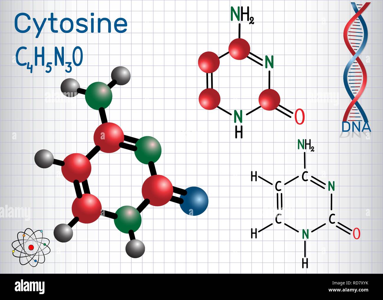 Cytosine (C) - pyrimidine nucleobase, fundamental unit of the genetic ...
