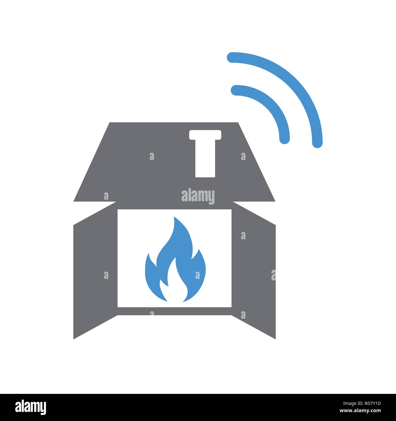 Smart fire alarm system icon on white background for graphic and web ...