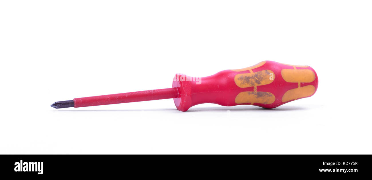 Red screwdriver isolated on a white background Stock Photo - Alamy