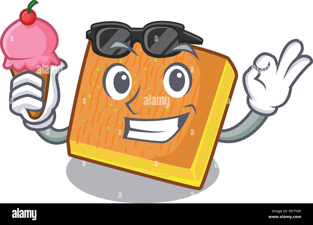 With ice cream kunafa cartoon on a wooden table Stock Vector Image ...