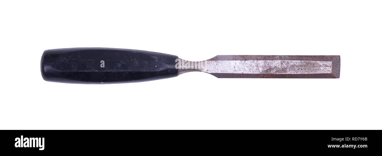 Old chisel isolated on a white background Stock Photo - Alamy