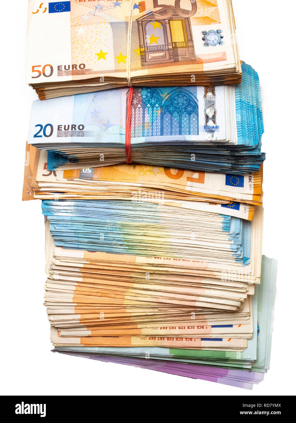 euro money banknotes, pile of money, cash, stack, new bills, isolated ...