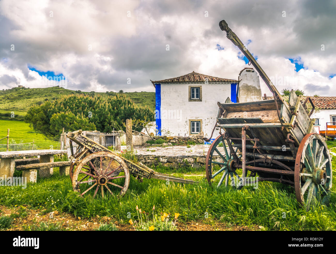 Traditional Portuguese village Aldeia da Mata Pequena with historic ...