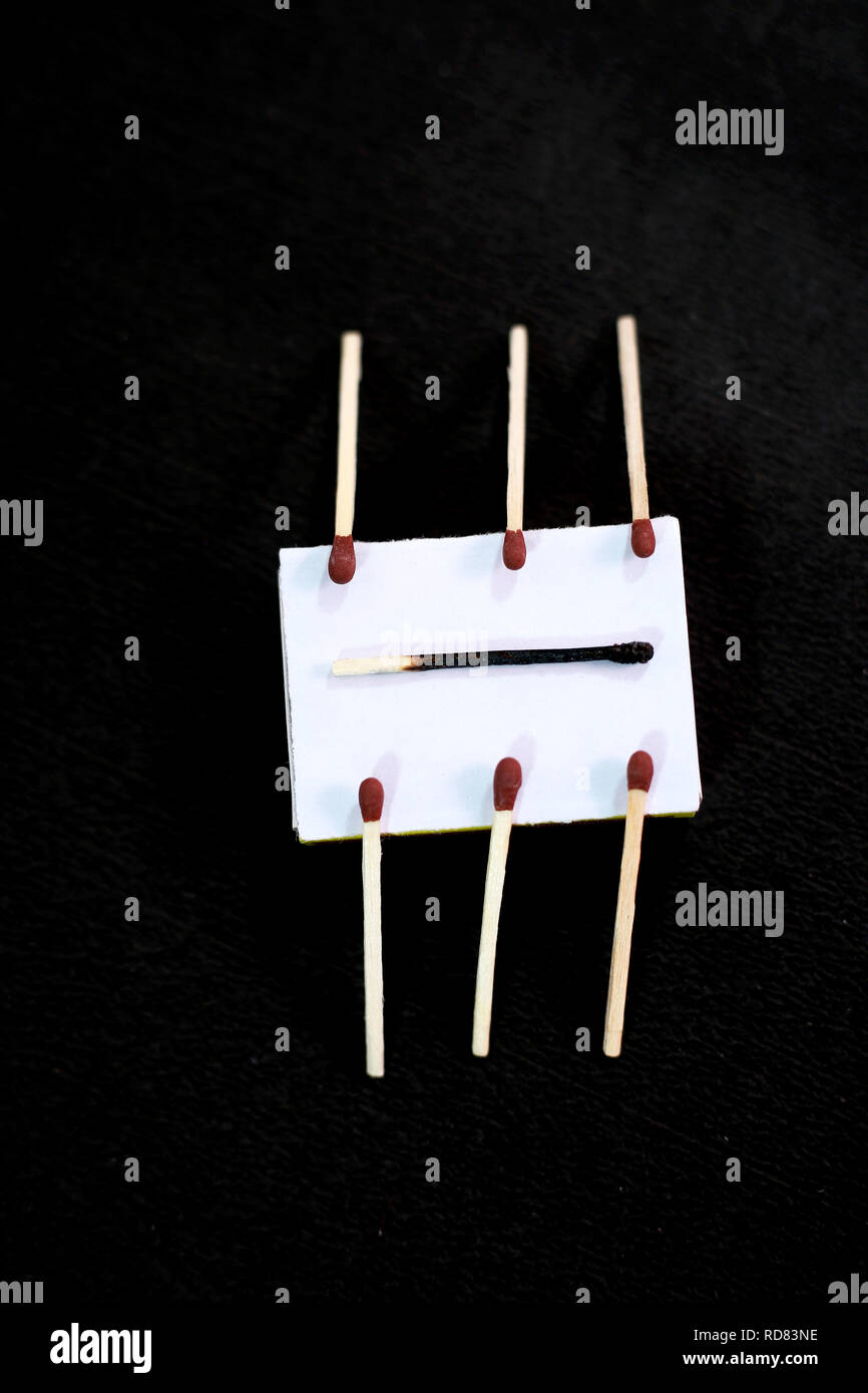 Portrait of matches with matches box. Isolated on the white background ...