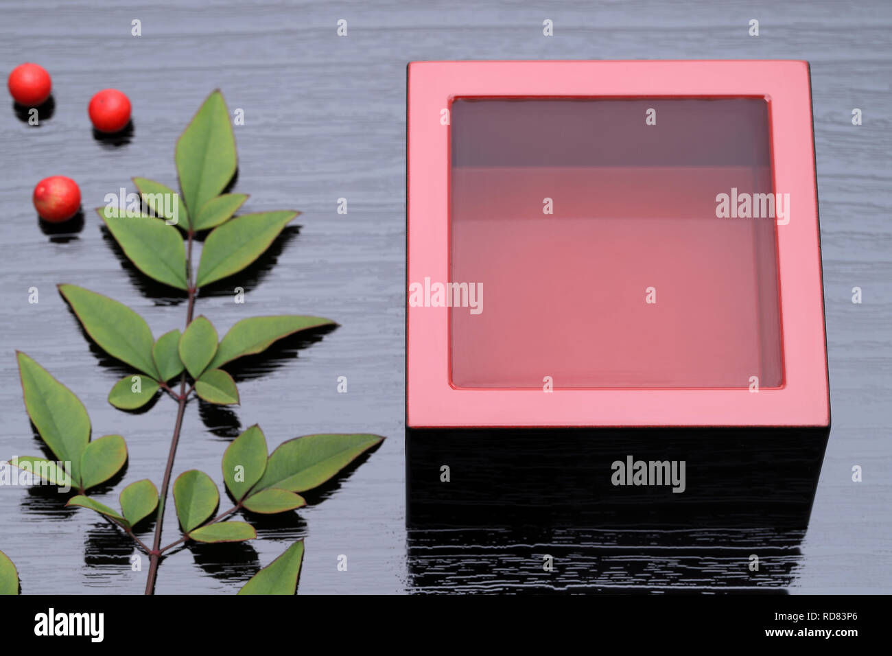 Japanese wooden box masu with sake Stock Photo - Alamy