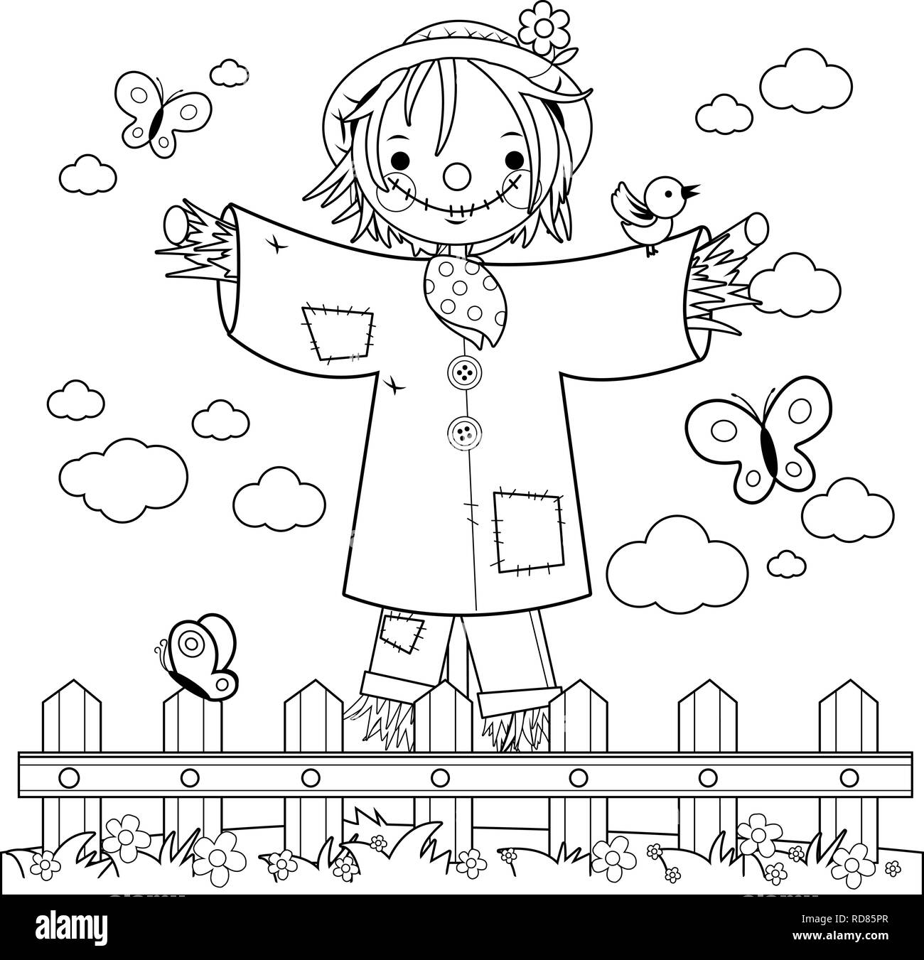 Scarecrow Black And White Clipart