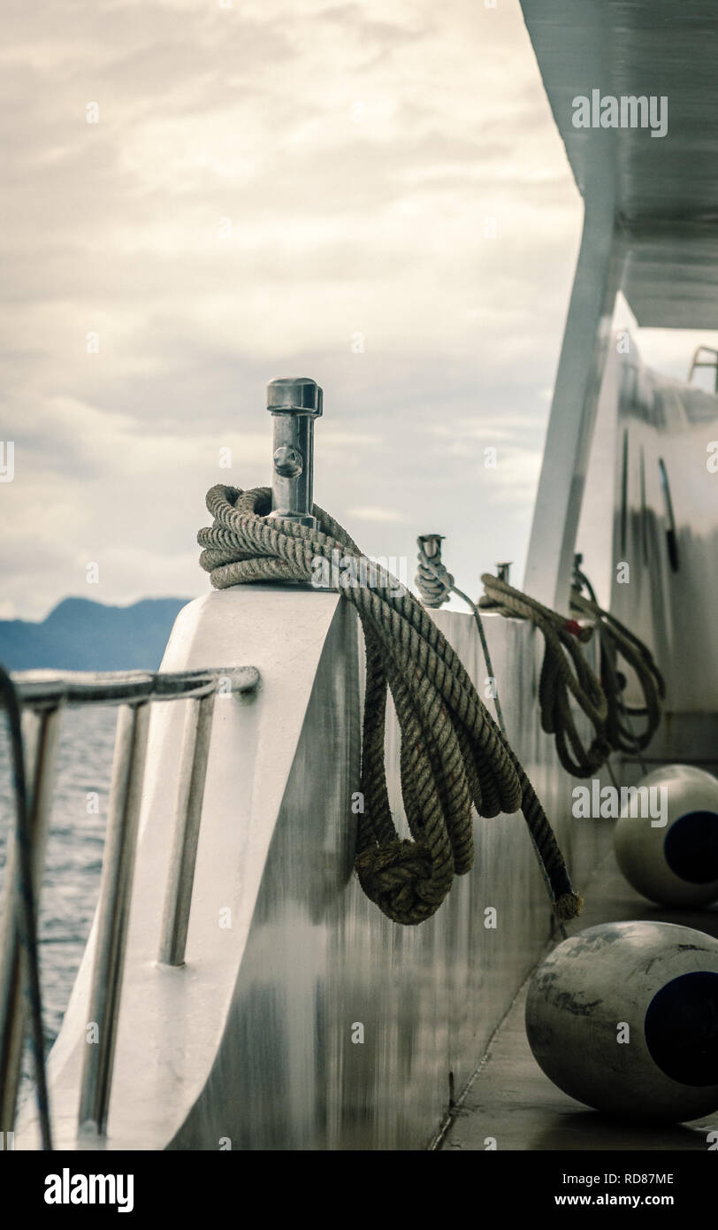 Island mountain view from sea ferry Stock Photo - Alamy
