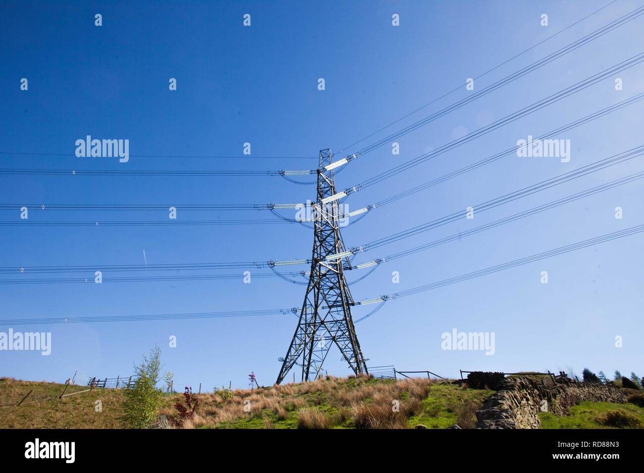 Dramatic view of existing power lines and pylons prior to them being ...