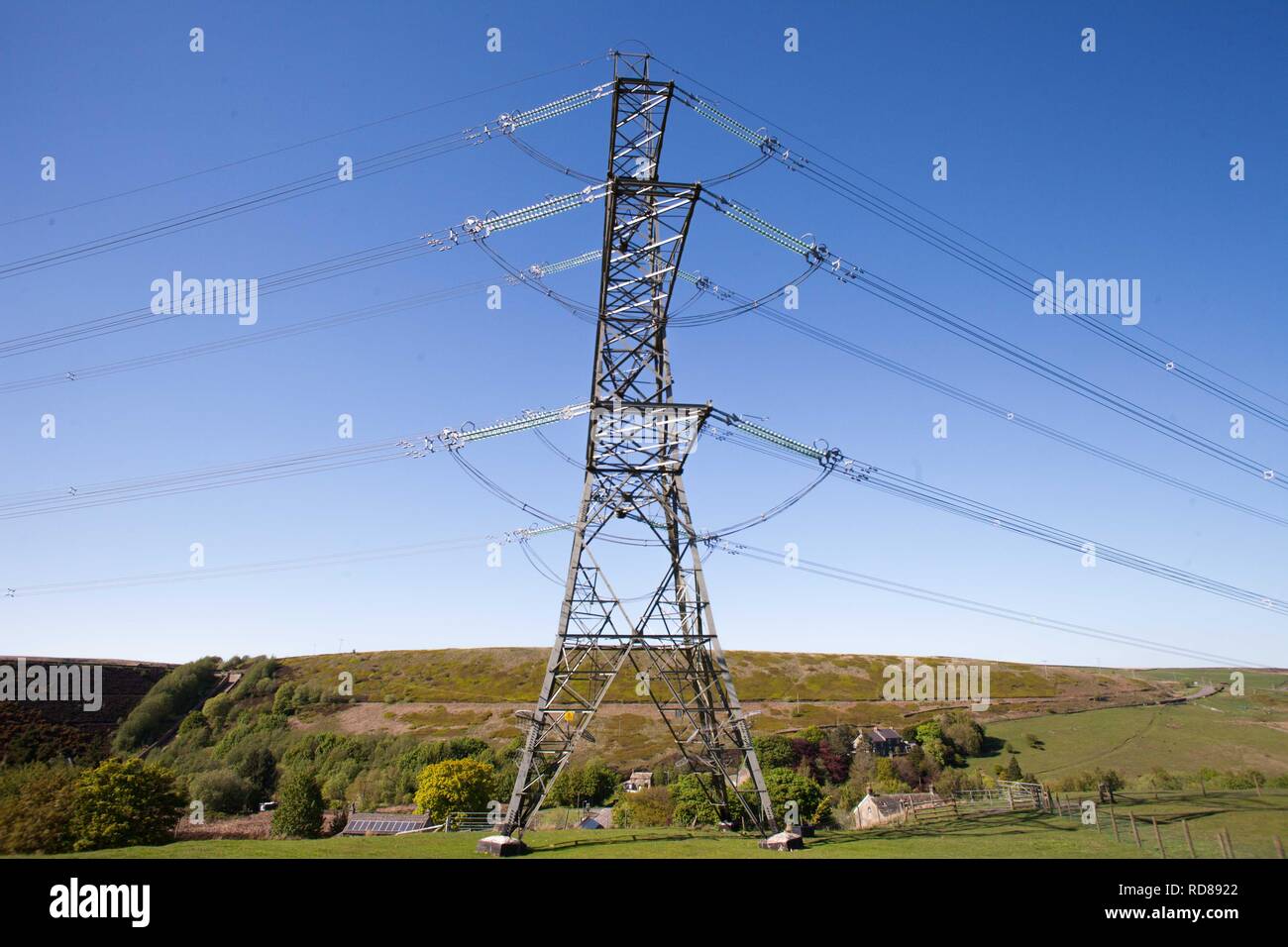 Dramatic view of existing power lines and pylons prior to them being ...