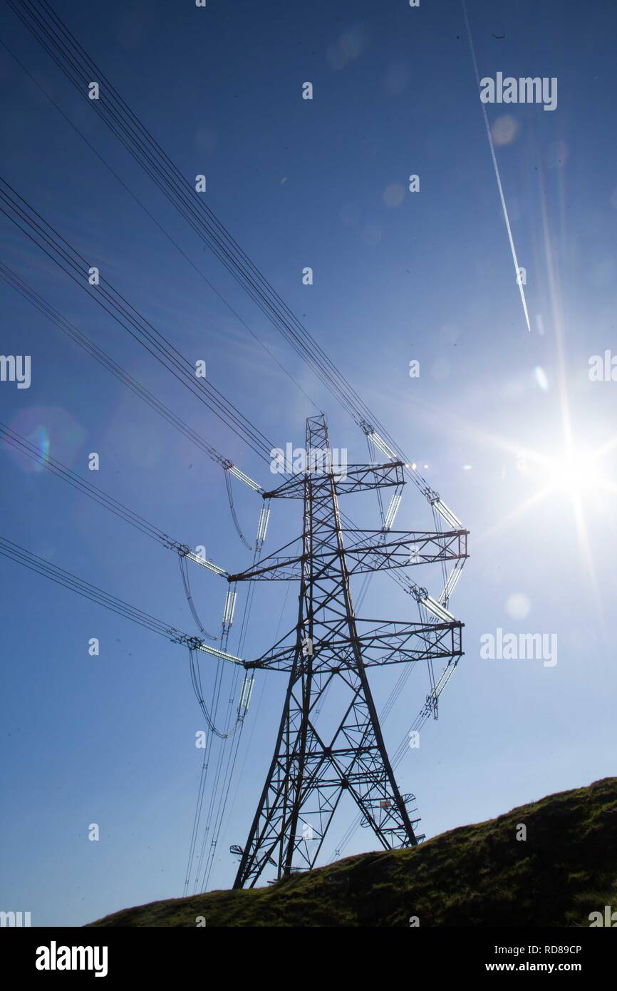 Dramatic view of existing power lines and pylons prior to them being ...