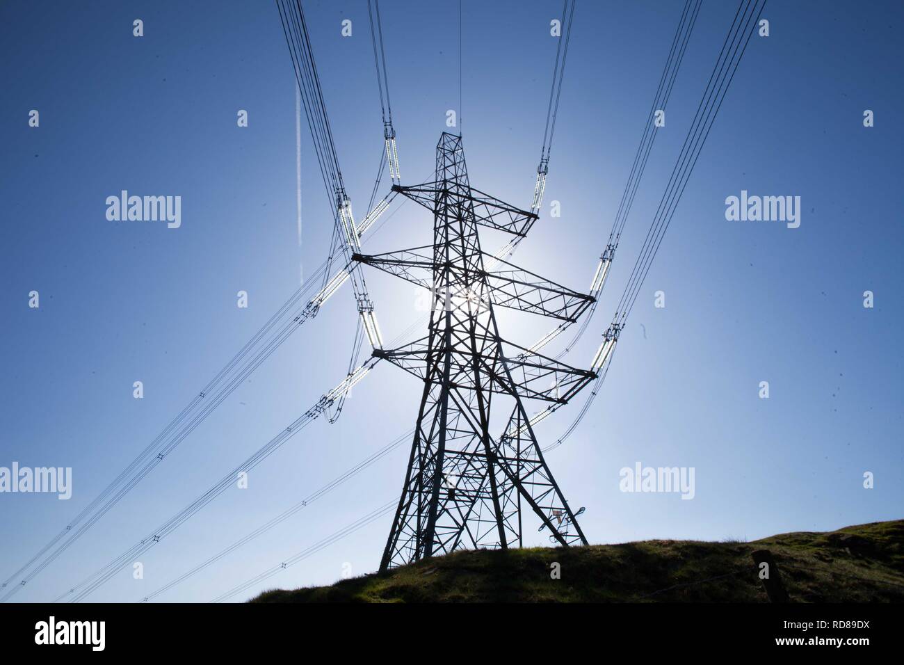 Dramatic view of existing power lines and pylons prior to them being ...