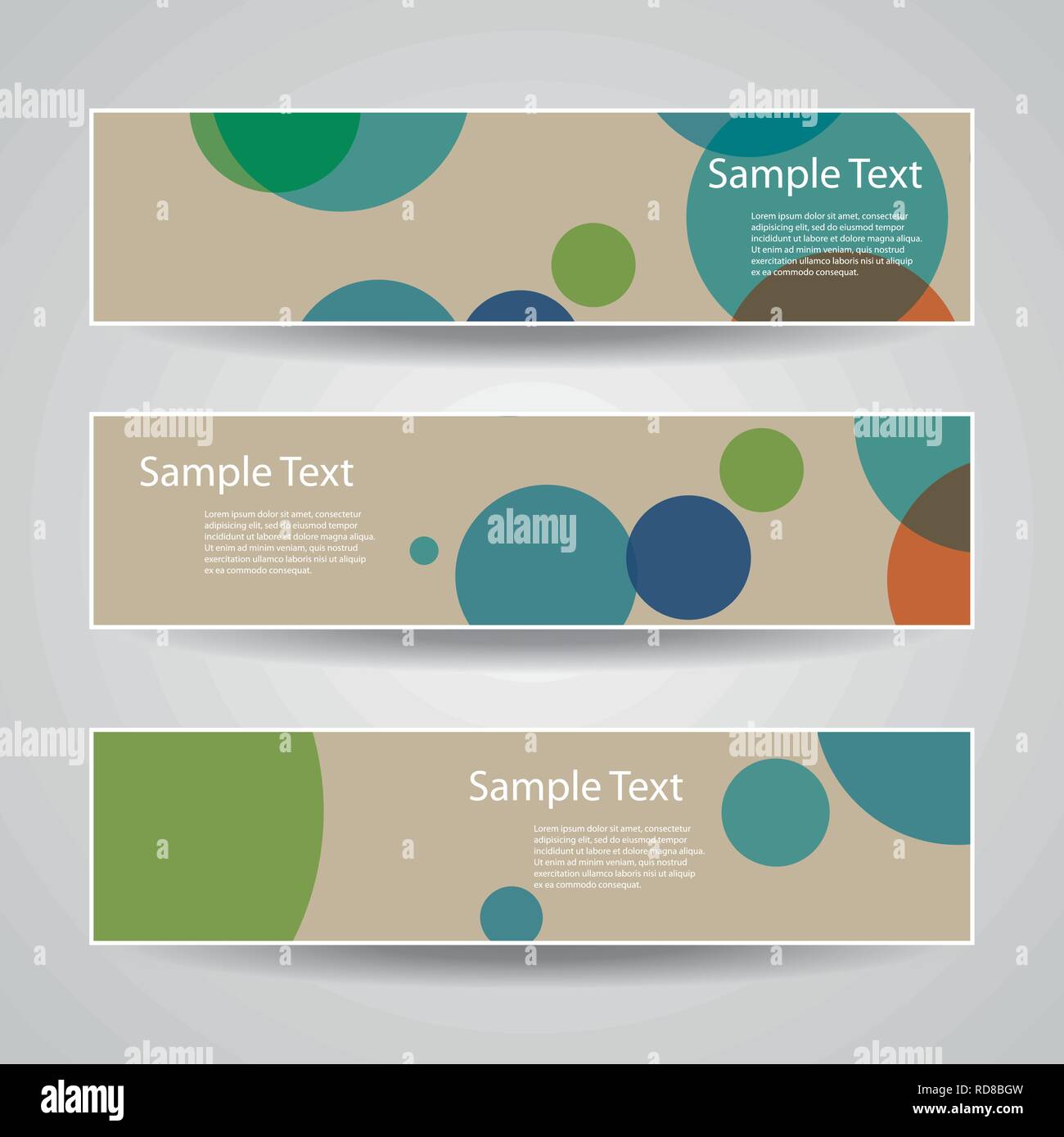 Colorful Vector Set of Three Header Designs with Dots, Circles Stock ...