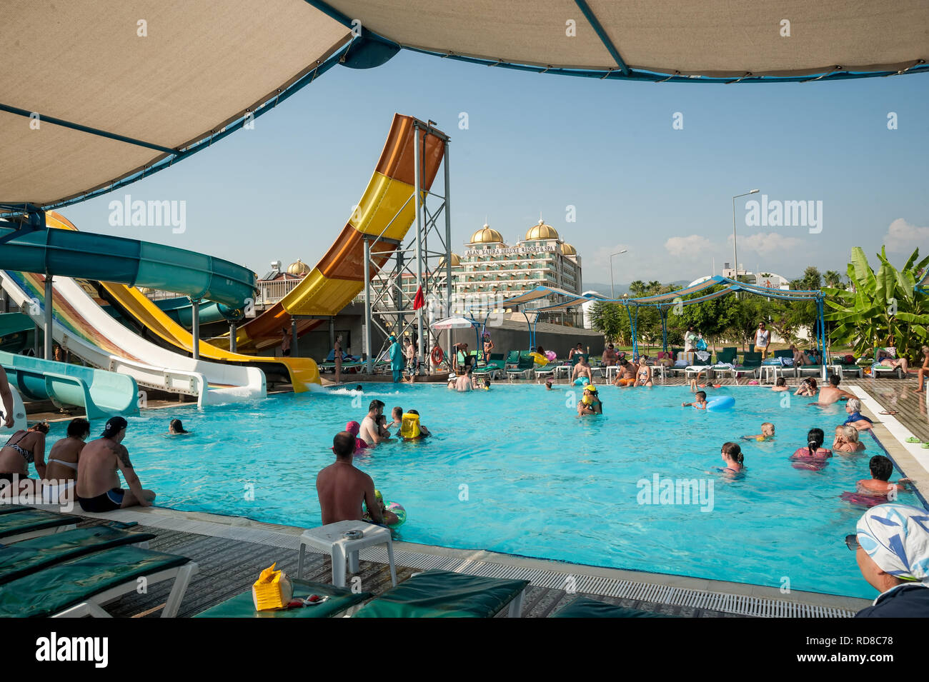 Turkler, Turkey - August 4, 2018: View on many all inclusive concept ...