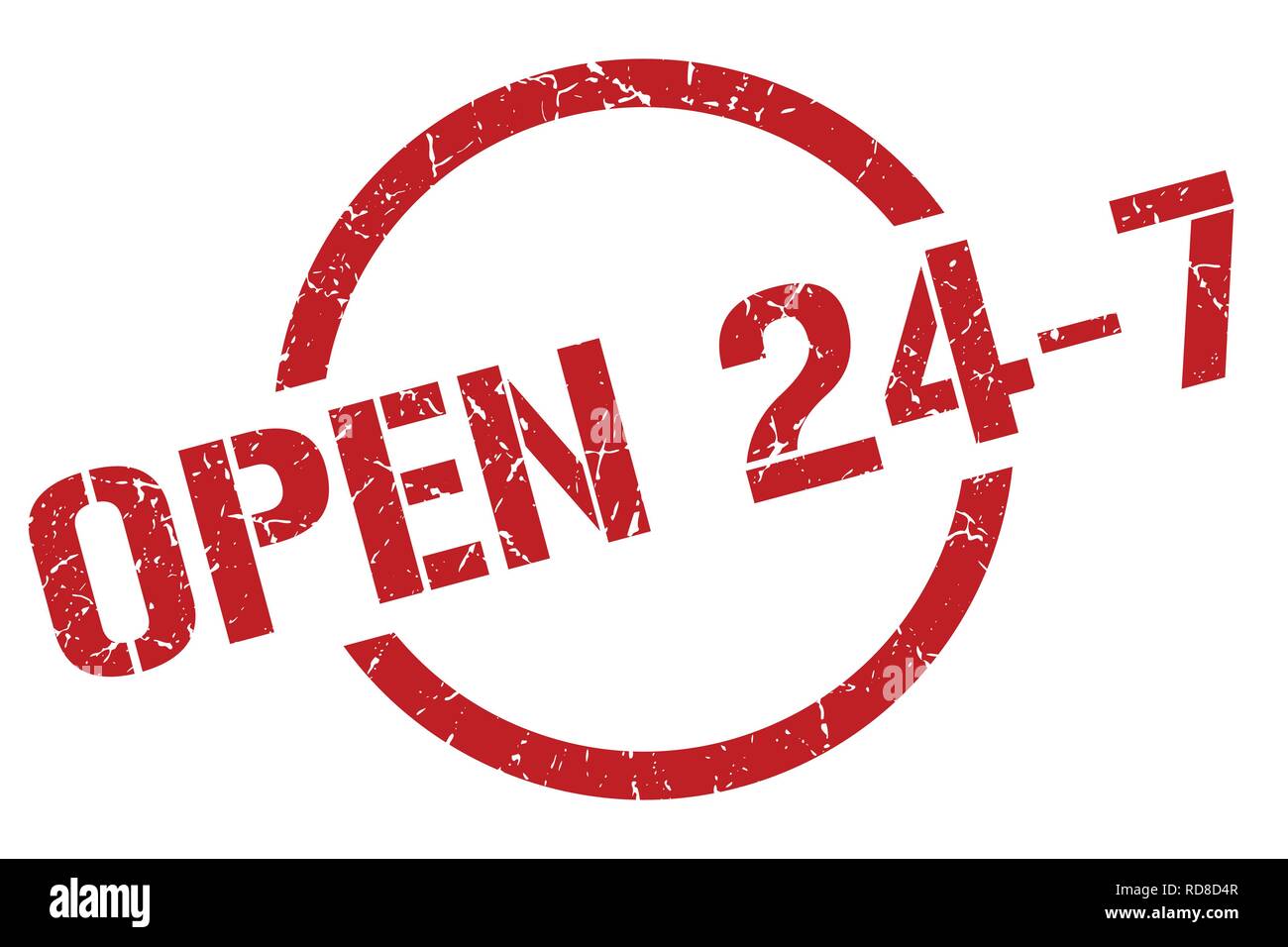open 24 7 red round stamp Stock Vector Image & Art - Alamy