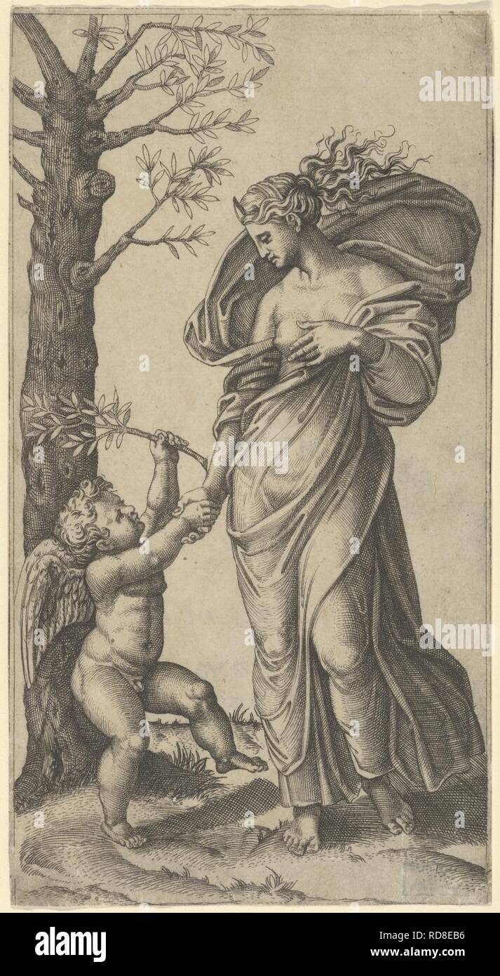 An allegory of Peace; Peace personified as a woman standing in a ...