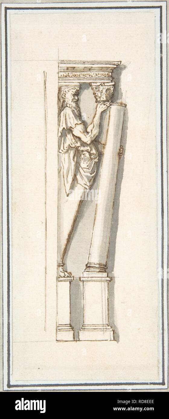 An Architectural Detail- A Herm Figure Placing or Removing a Column ...