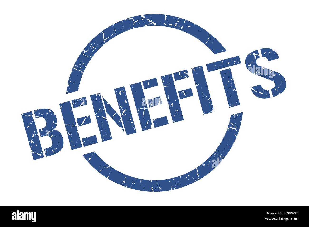 benefits blue round stamp Stock Vector Image & Art - Alamy