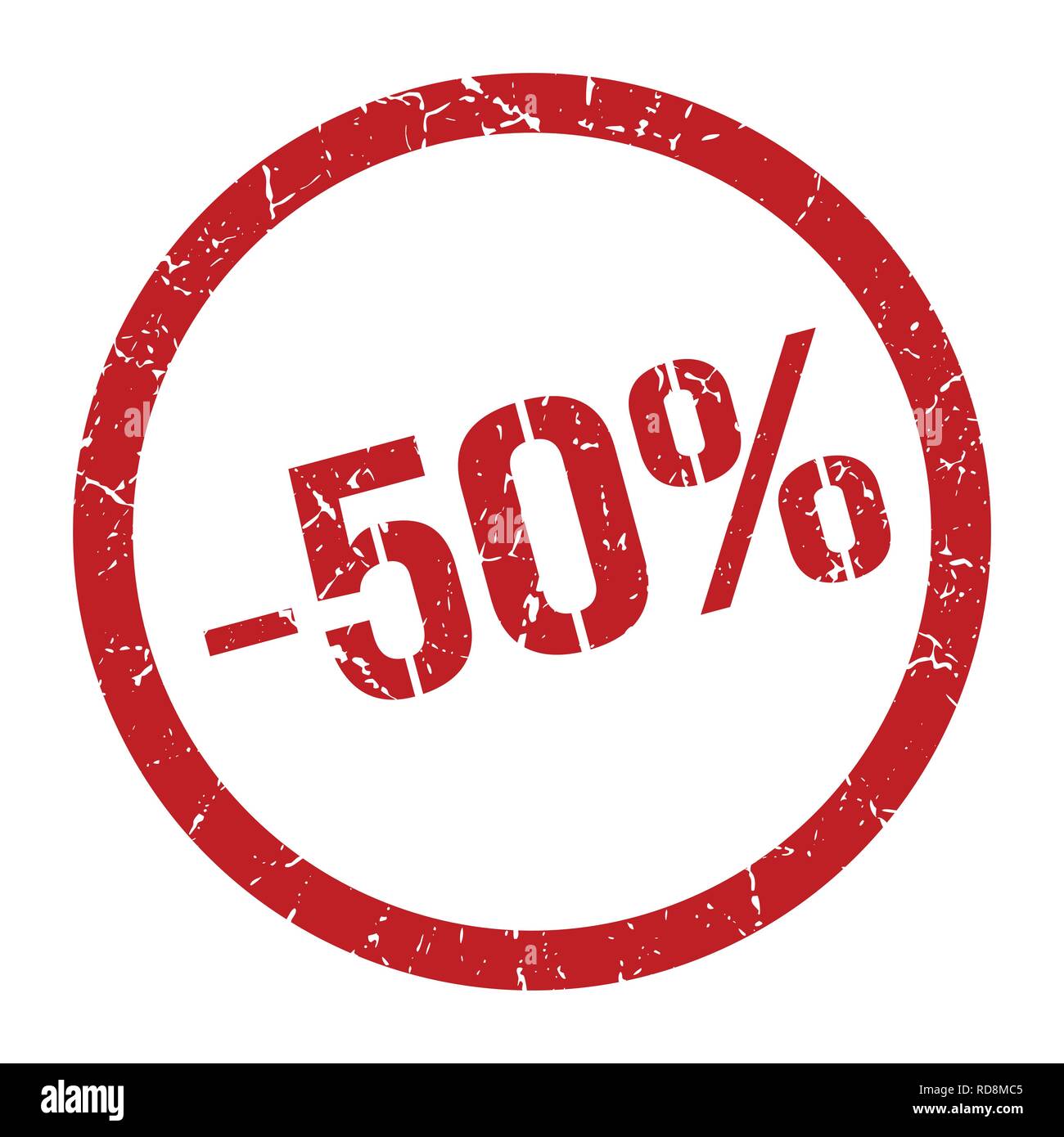 -50% red round stamp Stock Vector Image & Art - Alamy