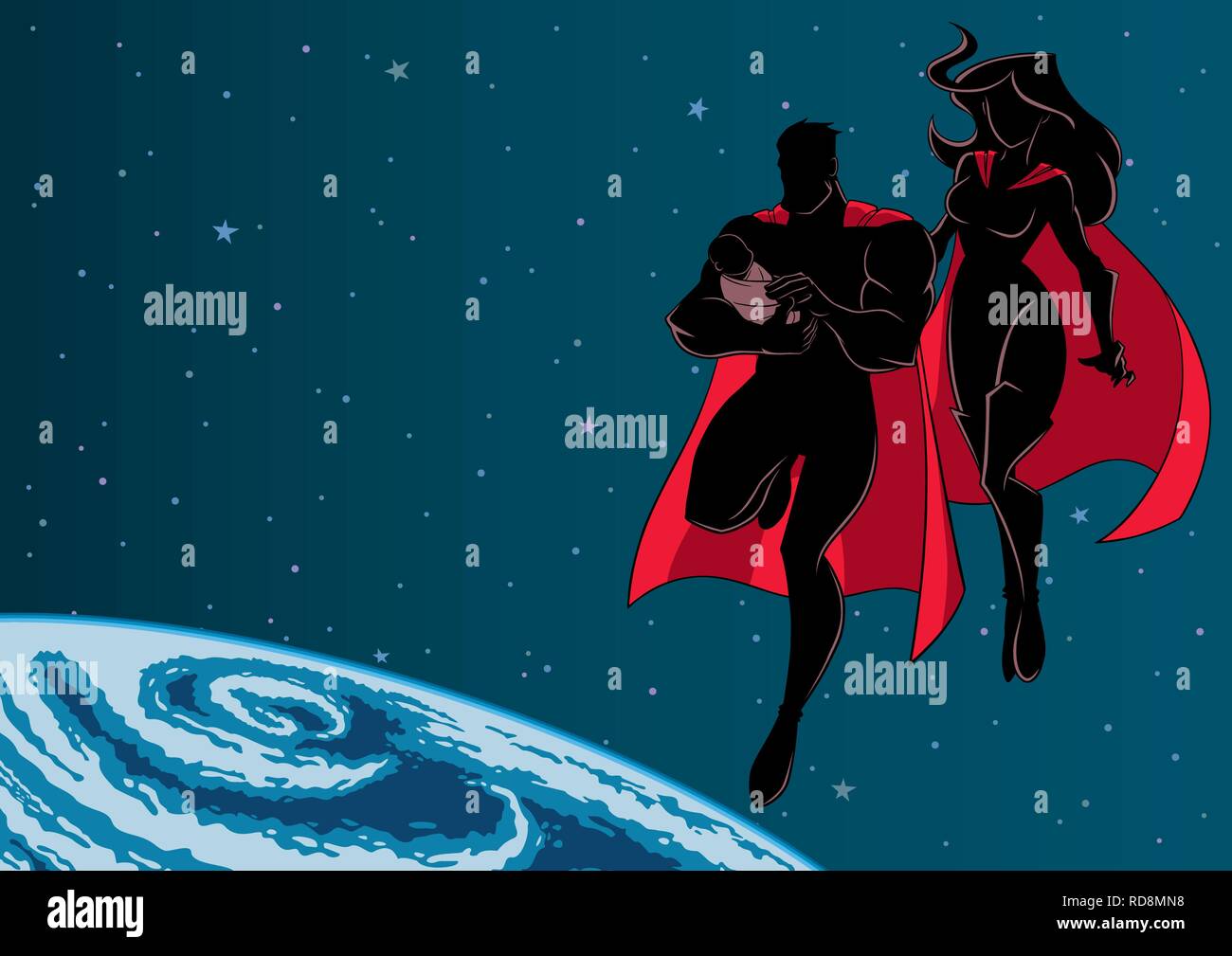 Super Dad Mom and Baby Space Silhouette Stock Vector Image & Art - Alamy