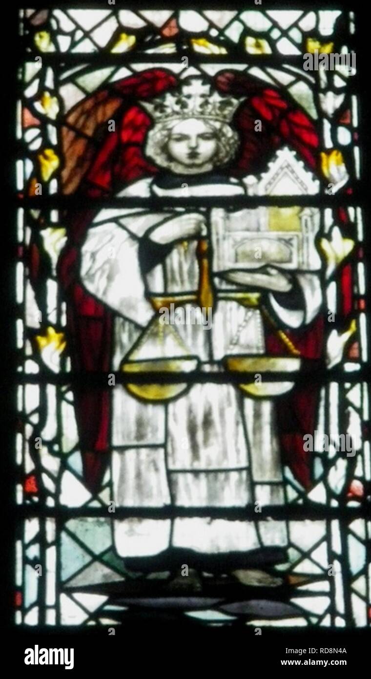 Angel with Scales and Throne Stock Photo - Alamy