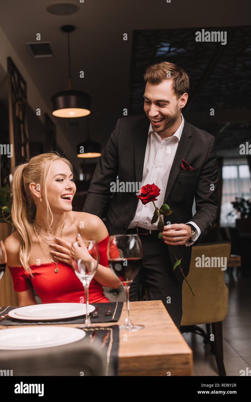 Girl happy rose giving boyfriend hi-res stock photography and images ...