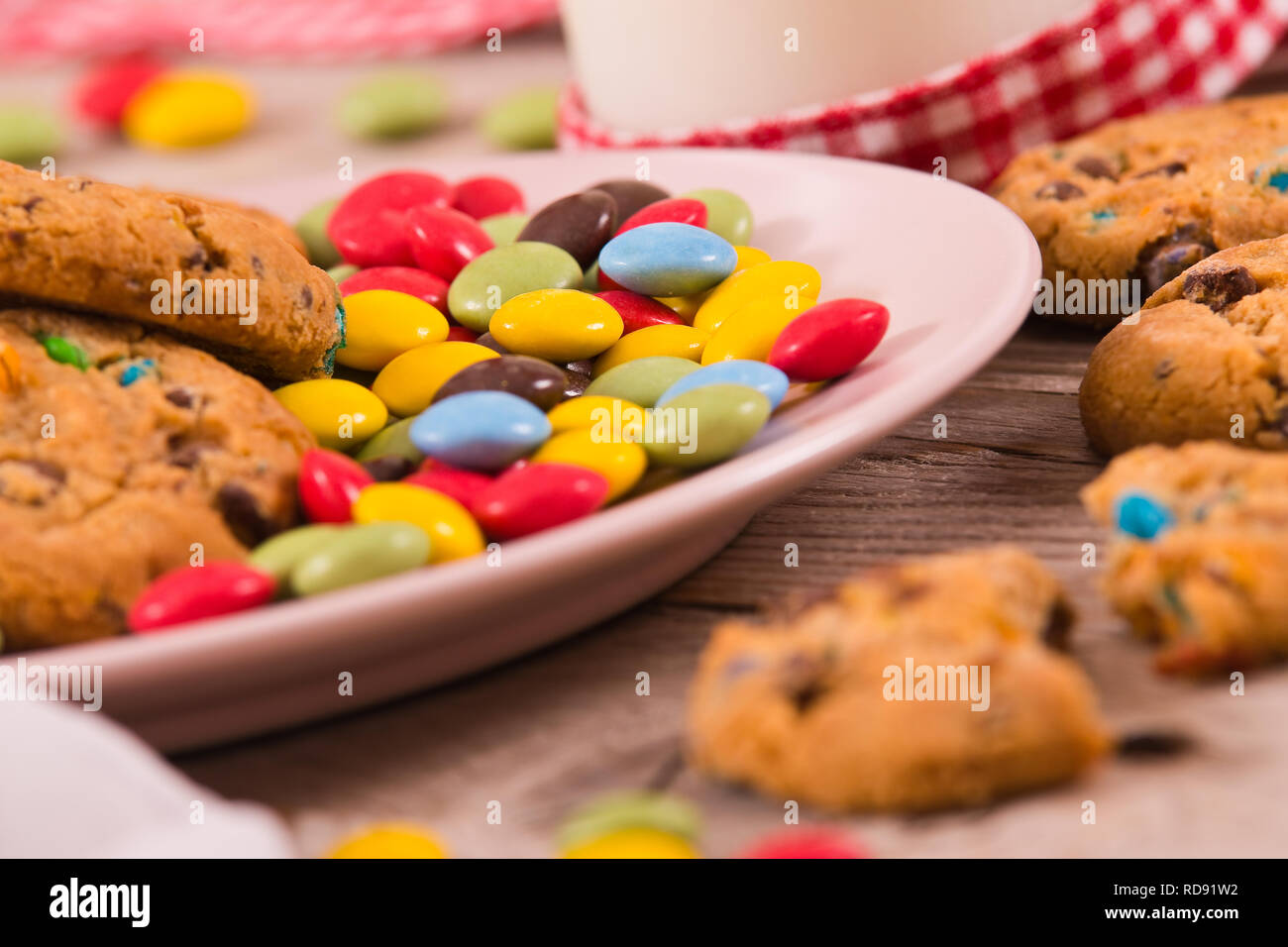 Candy coated cookies Stock Photo - Alamy