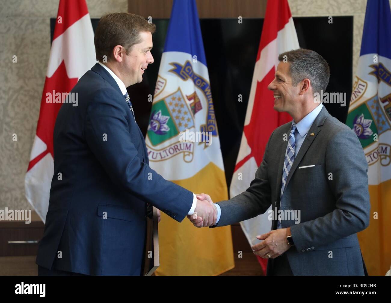 Andrew Scheer with Winnipeg Mayor Brian Bowman (37017564422 Stock Photo ...