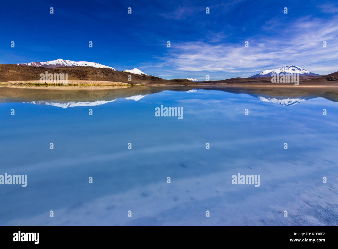 Charcota Lagoon Bolivian Altiplano in the way to Salar de Uyuni, is an ...
