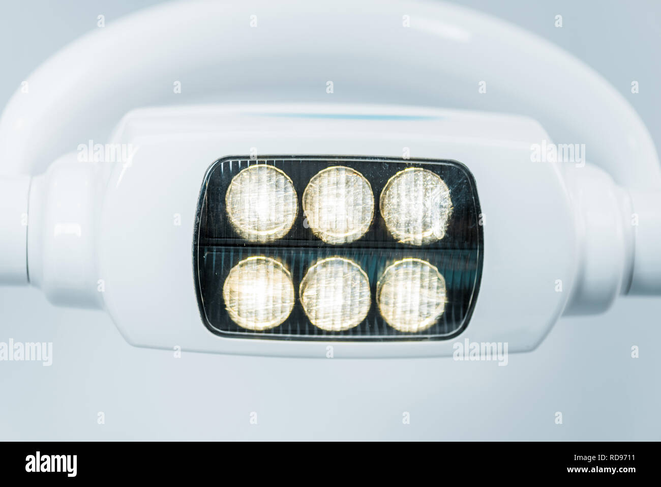 close up of modern surgical lamps with lights in dental clinic Stock ...
