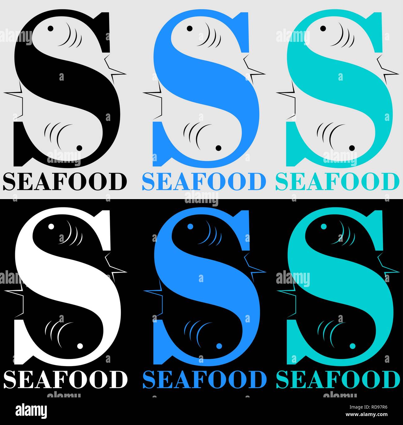 fish letter s for a seafood store or restaurant with negative space ...