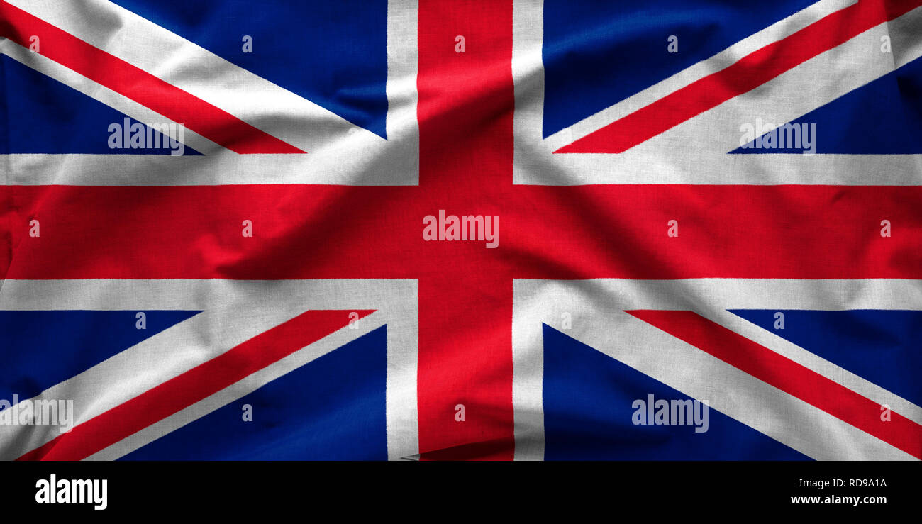 Wide angle banner of the British Union Jack flag or Union Flag in a ...