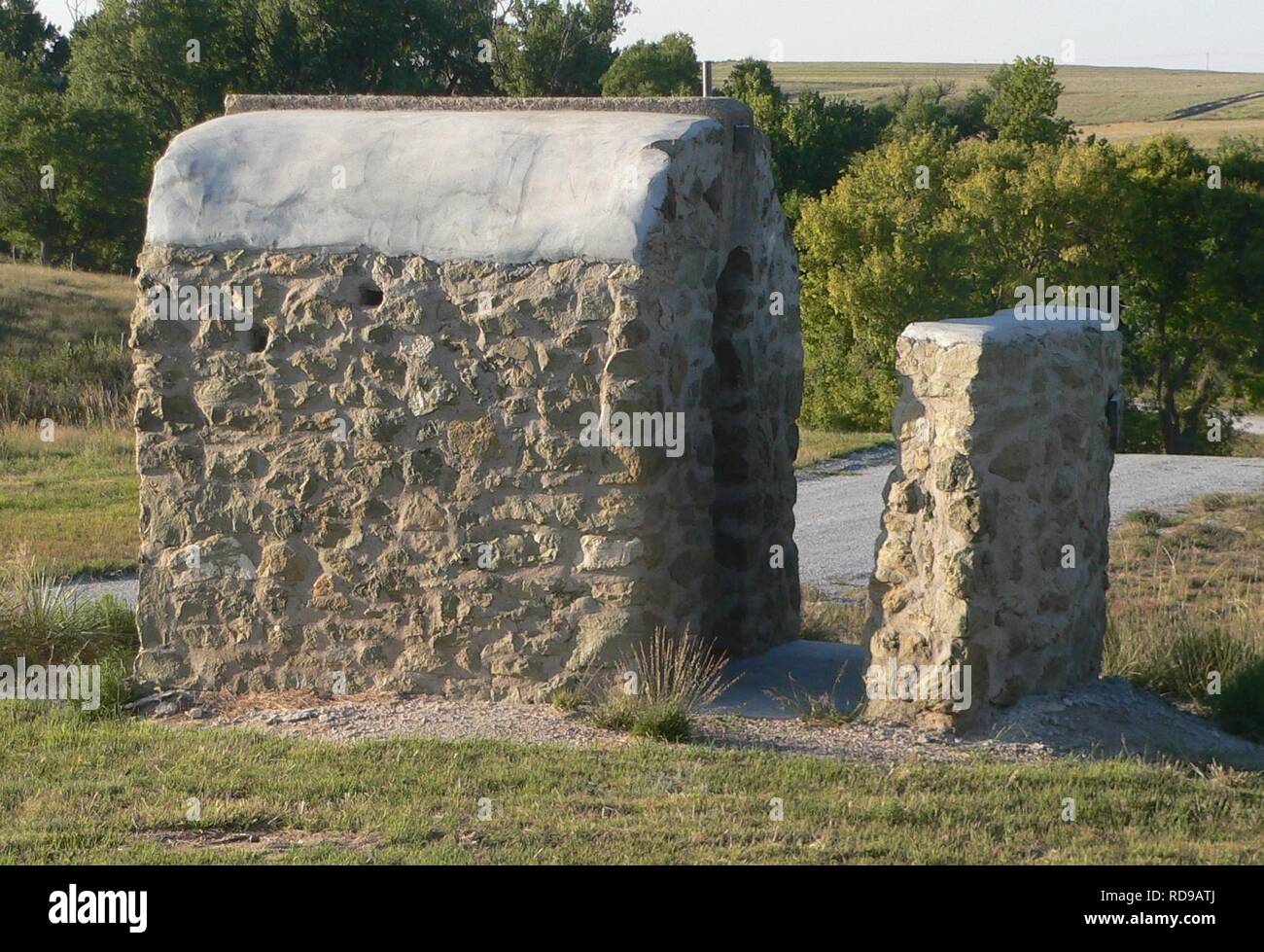 Antelope Lake Park (Graham Co, KS) W men outhouse 1 Stock Photo - Alamy