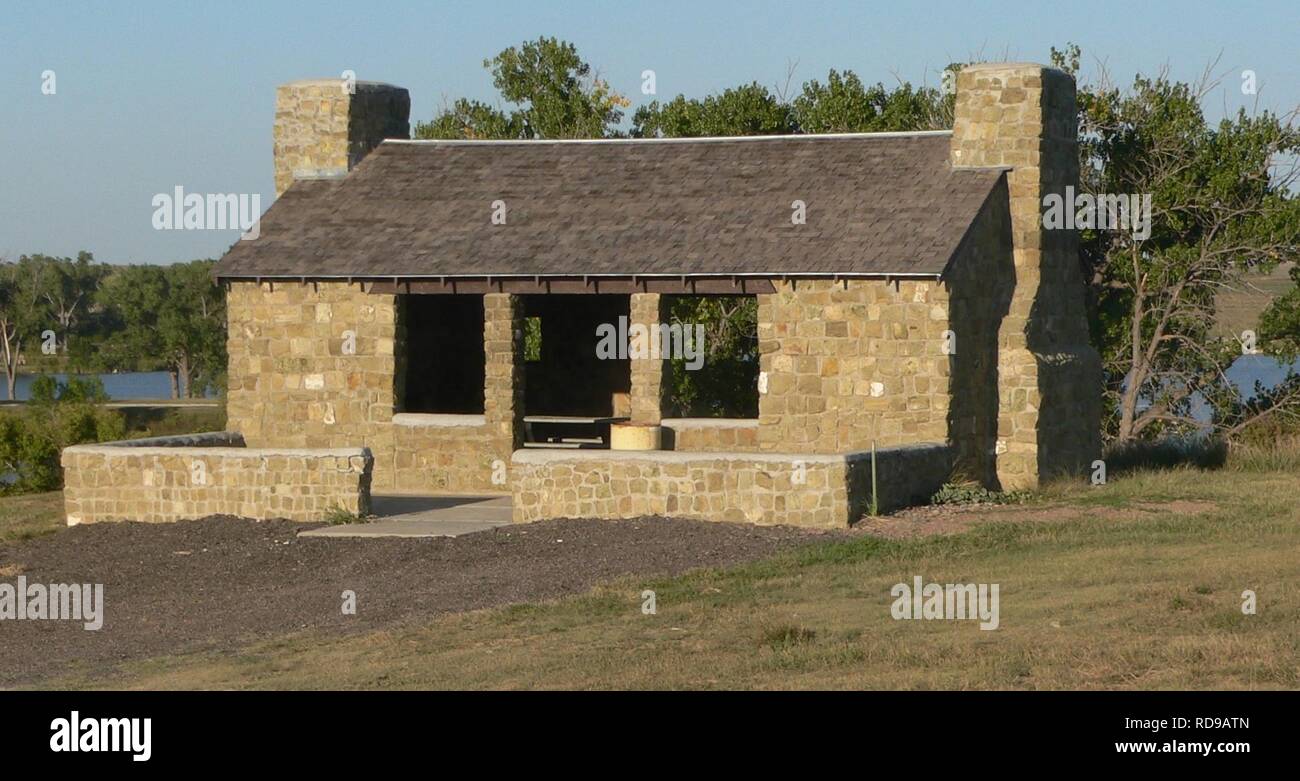 Antelope Lake Park (Graham Co, KS) W shelter 2 Stock Photo - Alamy