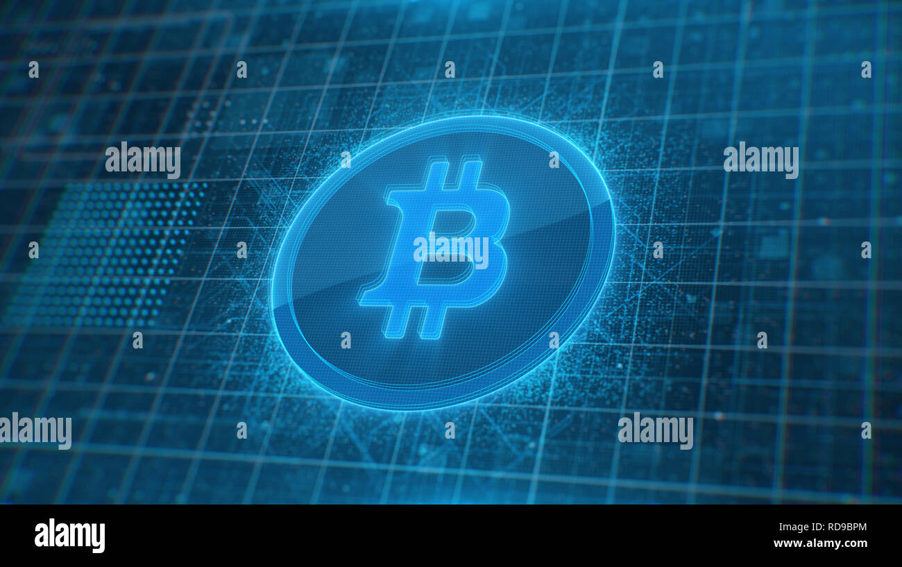 Hi tech currency bit coin sign Stock Photo - Alamy