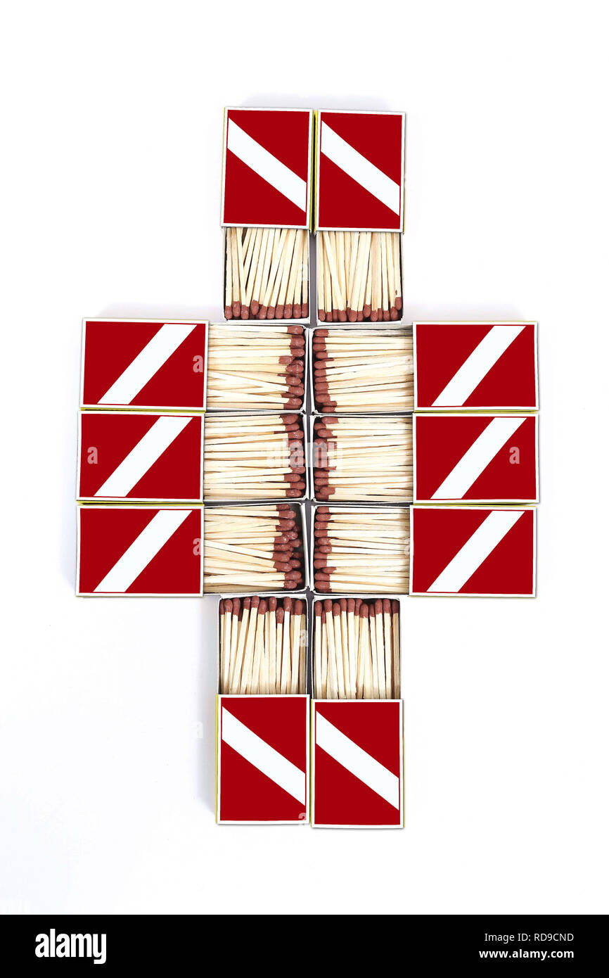 Portrait of matches in red matches box. Isolated on the white ...