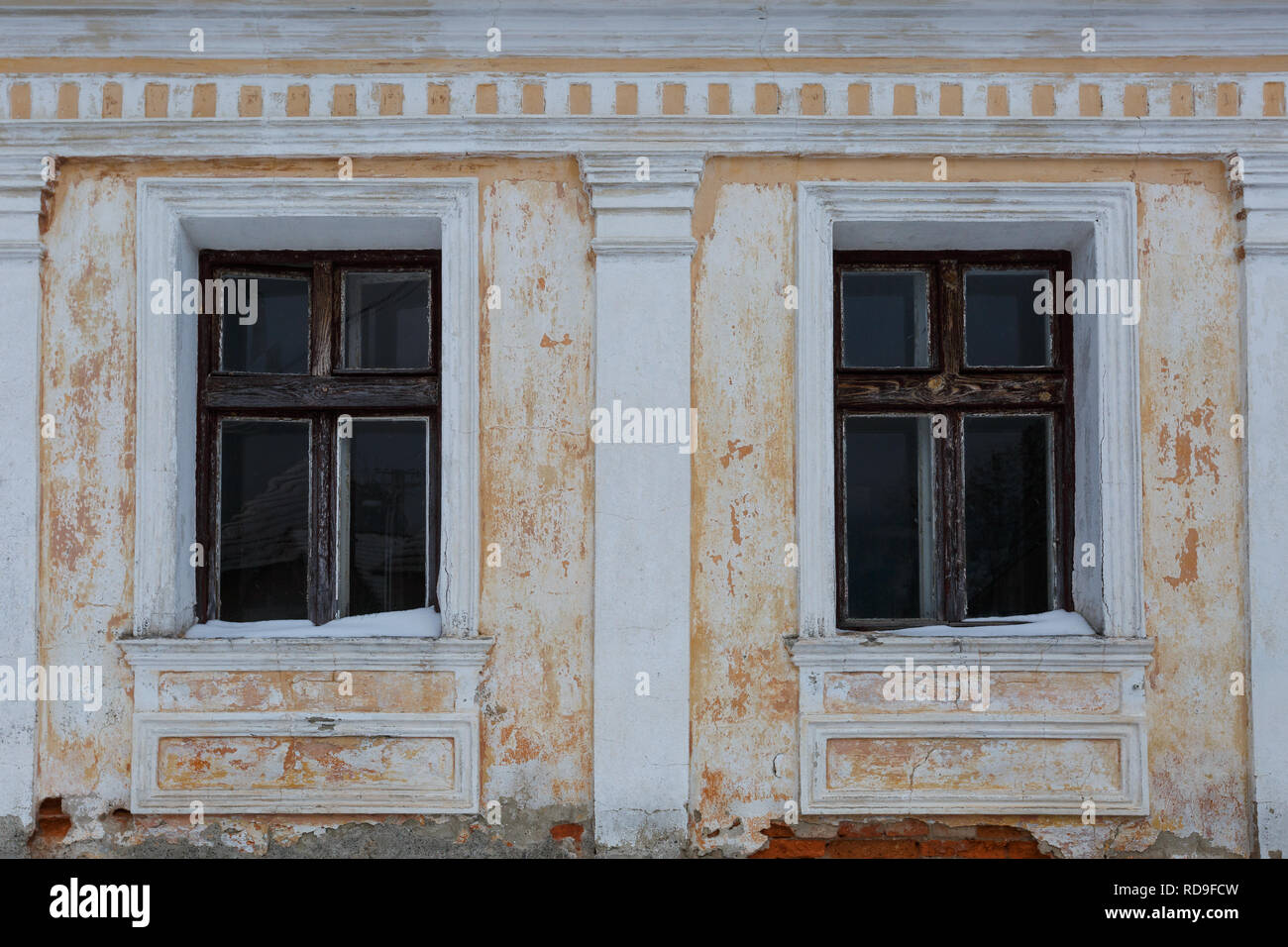 Windows of a historical house in Liptovsky Peter village, northern ...